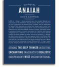 Anaiah | Name Art Print – Name Stories