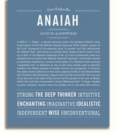 Anaiah | Name Art Print – Name Stories