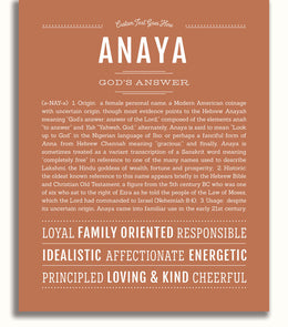 Anaya | Name Art Print – Name Stories