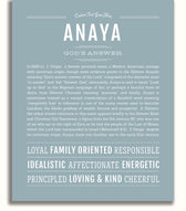 Anaya Personalized Name Meaning Art Prints – Name Stories