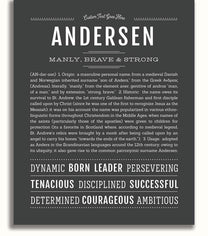Andersen Personalized Name Meaning Art Prints – Name Stories