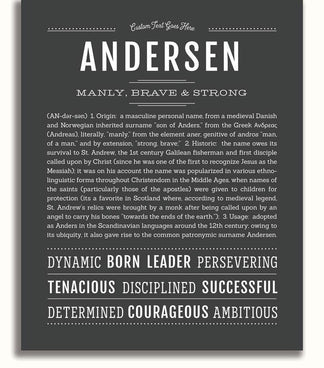 Andersen Personalized Name Meaning Art Prints – Name Stories