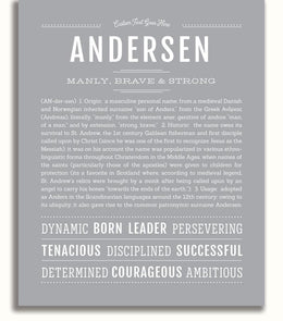 Andersen Personalized Name Meaning Art Prints – Name Stories