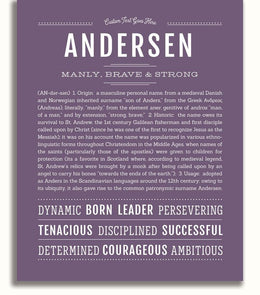 Andersen Personalized Name Meaning Art Prints – Name Stories