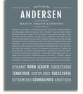 Andersen Personalized Name Meaning Art Prints – Name Stories