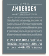 Andersen Personalized Name Meaning Art Prints – Name Stories