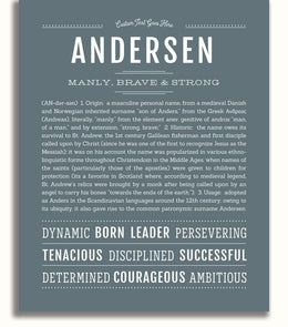Andersen Personalized Name Meaning Art Prints – Name Stories