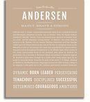 Andersen Personalized Name Meaning Art Prints – Name Stories