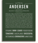 Andersen Personalized Name Meaning Art Prints – Name Stories