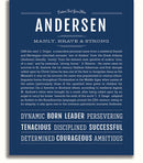 Andersen Personalized Name Meaning Art Prints – Name Stories