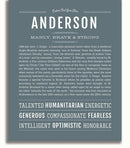 Anderson Personalized Name Meaning Art Prints – Name Stories
