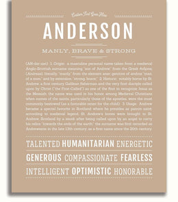Anderson Personalized Name Meaning Art Prints – Name Stories