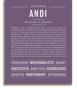 Andi Personalized Name Meaning Art Prints – Name Stories