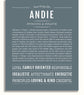 Andie Personalized Name Meaning Art Prints – Name Stories