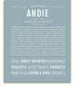 Andie Personalized Name Meaning Art Prints – Name Stories