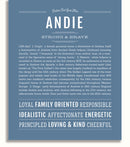 Andie Personalized Name Meaning Art Prints – Name Stories