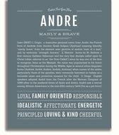 Andre Personalized Name Meaning Art Prints – Name Stories