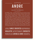 Andre Personalized Name Meaning Art Prints – Name Stories