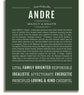 Andre Personalized Name Meaning Art Prints – Name Stories