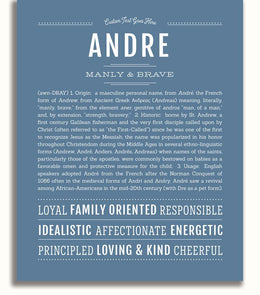 Andre Personalized Name Meaning Art Prints – Name Stories