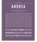 Andrea Personalized Name Meaning Art Prints – Name Stories