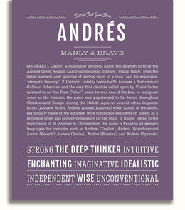 Andres Personalized Name Meaning Art Prints – Name Stories