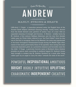 Andrew Personalized Name Meaning Art Prints – Name Stories