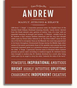 Andrew Personalized Name Meaning Art Prints – Name Stories