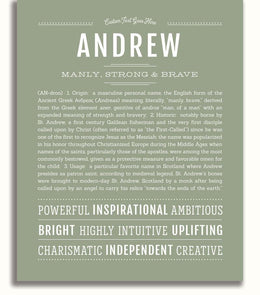 Andrew Personalized Name Meaning Art Prints – Name Stories