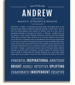 Andrew Personalized Name Meaning Art Prints – Name Stories