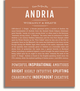 Andria Personalized Name Meaning Art Prints – Name Stories