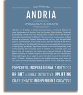 Andria Personalized Name Meaning Art Prints – Name Stories