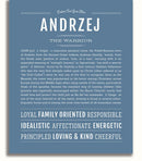 Andrzej Personalized Name Meaning Art Prints – Name Stories