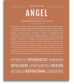 Angel Personalized Name Meaning Art Prints – Name Stories