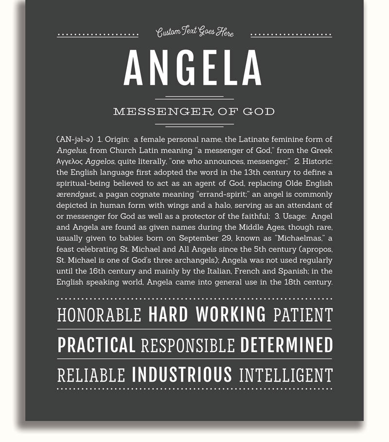Angela Personalized Name Meaning Art Prints – Name Stories