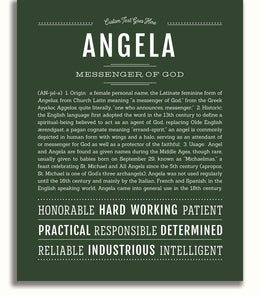 Angela Personalized Name Meaning Art Prints – Name Stories