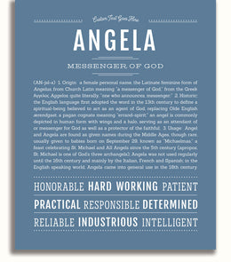 Angela Personalized Name Meaning Art Prints – Name Stories