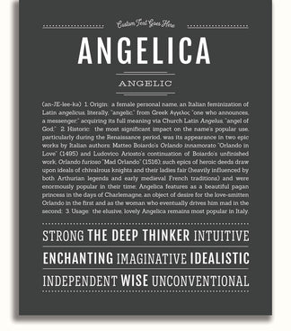 Angelica Personalized Name Meaning Art Prints – Name Stories