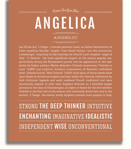 Angelica Personalized Name Meaning Art Prints – Name Stories