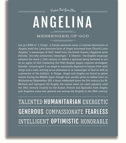 Angelina Personalized Name Meaning Art Prints – Name Stories