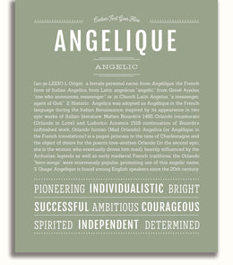 Angelique Personalized Name Meaning Art Prints – Name Stories