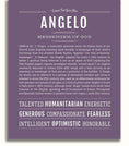 Angelo Personalized Name Meaning Art Prints – Name Stories