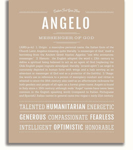 Angelo Personalized Name Meaning Art Prints – Name Stories