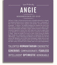Angie Personalized Name Meaning Art Prints – Name Stories