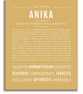 Anika Personalized Name Meaning Art Prints – Name Stories