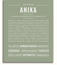 Anika Personalized Name Meaning Art Prints – Name Stories