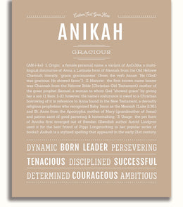 Anikah Personalized Name Meaning Art Prints – Name Stories