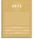 Anita Personalized Name Meaning Art Prints – Name Stories
