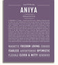 Aniya Personalized Name Meaning Art Prints – Name Stories