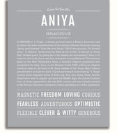 Aniya Personalized Name Meaning Art Prints – Name Stories
